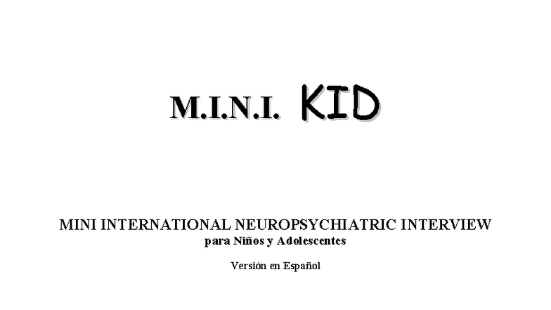MINI-KID - Prueba - M M..II..NN... KKIIDD MINI INTERNATIONAL ...