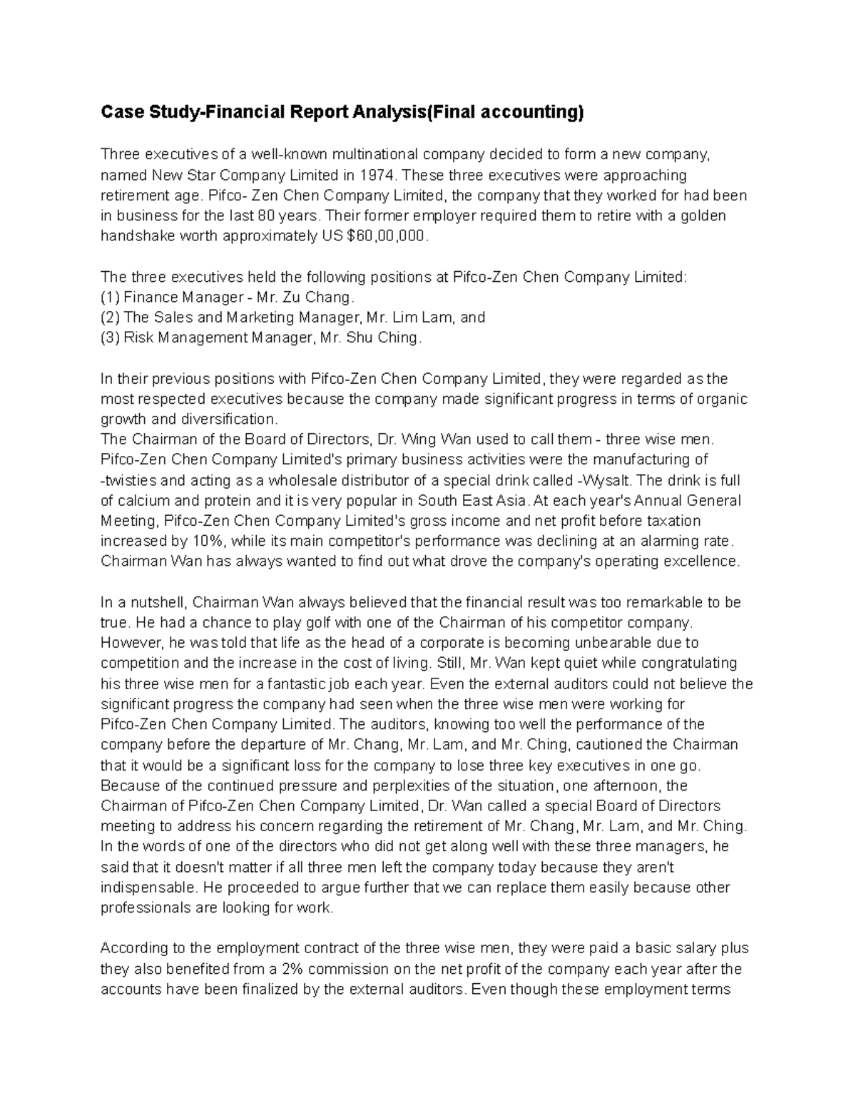 Case Study: Financial Report Analysis (Final Accounting) Insights - Studocu