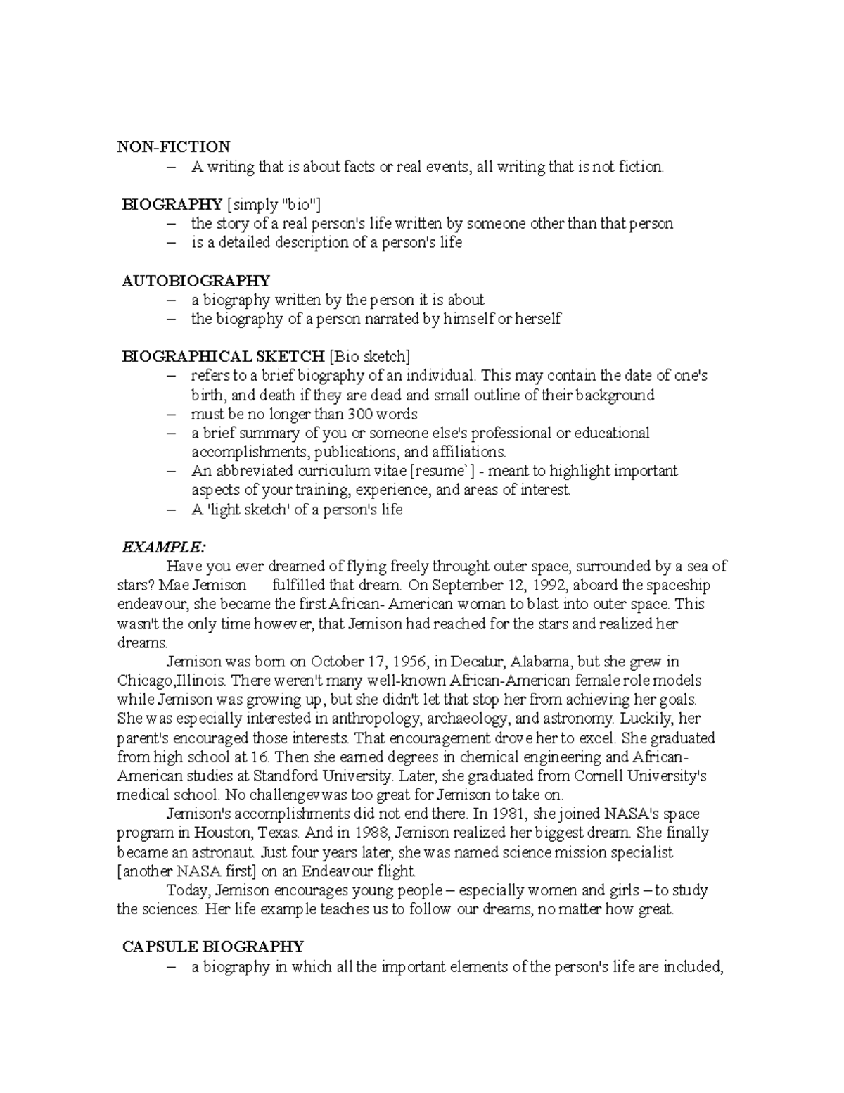 ENG - Non-Fiction Study Guide: Exploring Biographies & Autobiographies ...