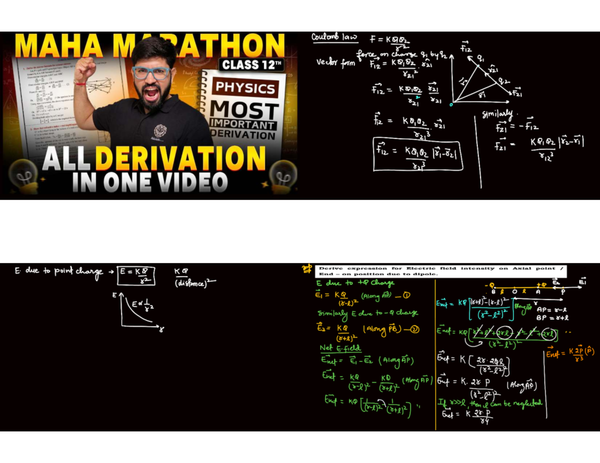 Live derivation 1 to 7 File - ATHON Coulomb law fiz CLASS 12TH vector ...