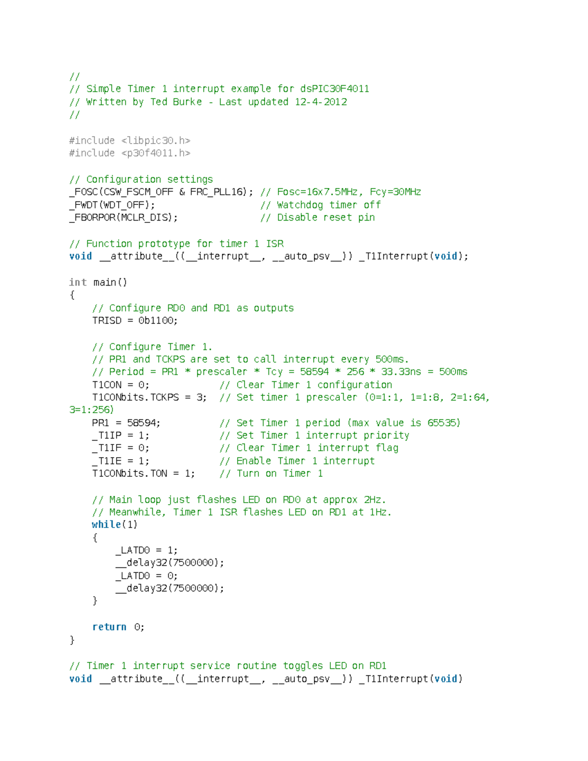Code Examples for ds PIC 30F4011: Timer, PWM, and Analog Inputs - Studocu