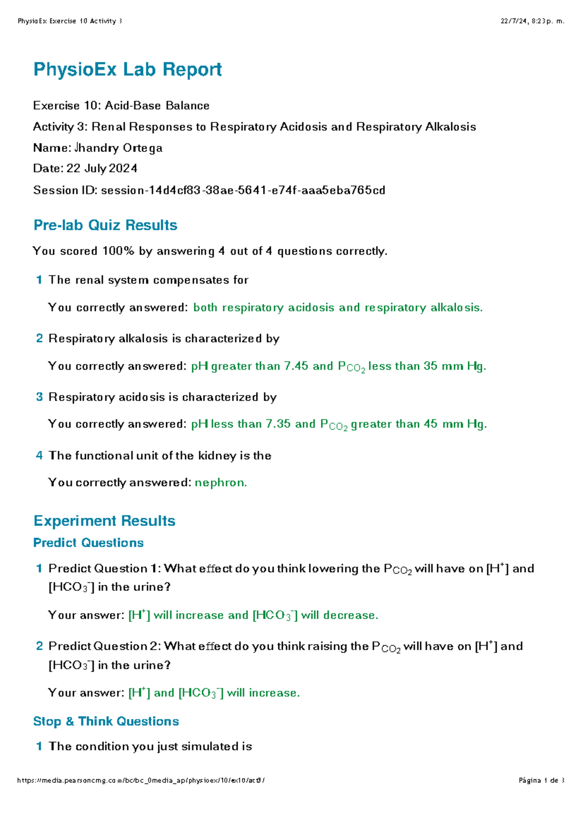 Physio Ex Exercise 10 Activity 3 - 3 3 PhysioEx Lab Report Exercise 10 ...