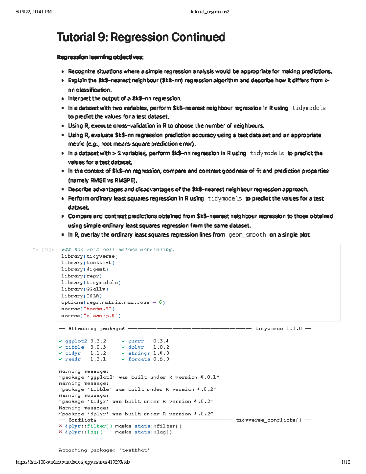 Jupyter Lab Tutorial Regression Continued 9 - Tutorial 9: Regression ...