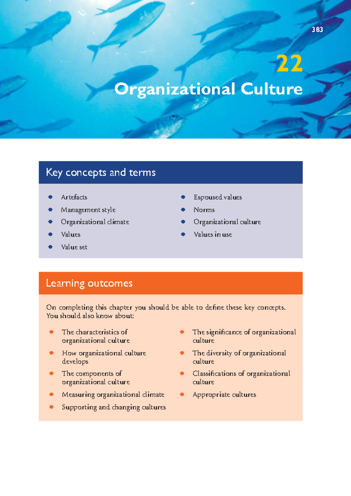 22 - Organizational Culture - 22 Organizational Culture Key concepts ...