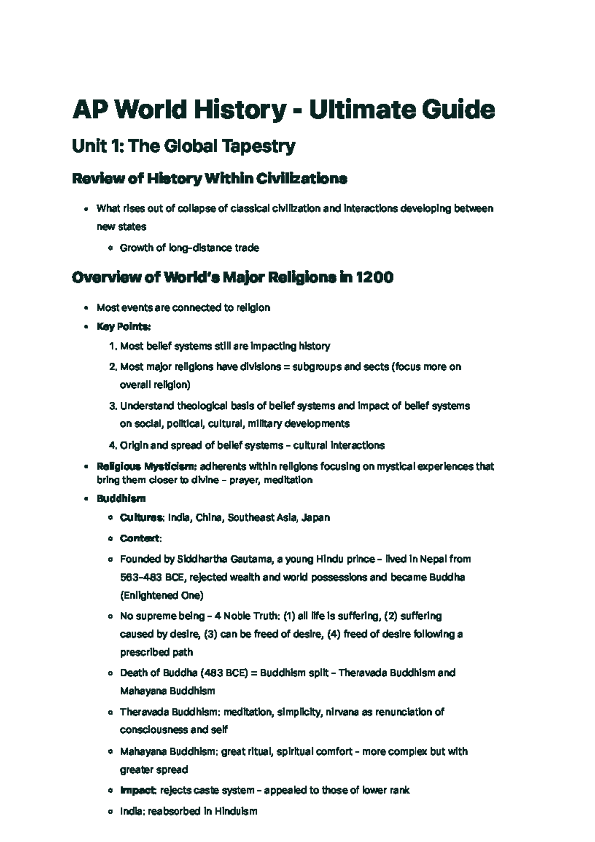 Final Exam Notes: Key Events and Impacts from 1789 to 1945 - AP World ...