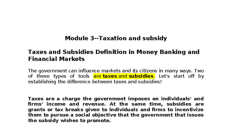 M3 Taxes and Subsidies: Understanding Their Impact in Money & Banking ...