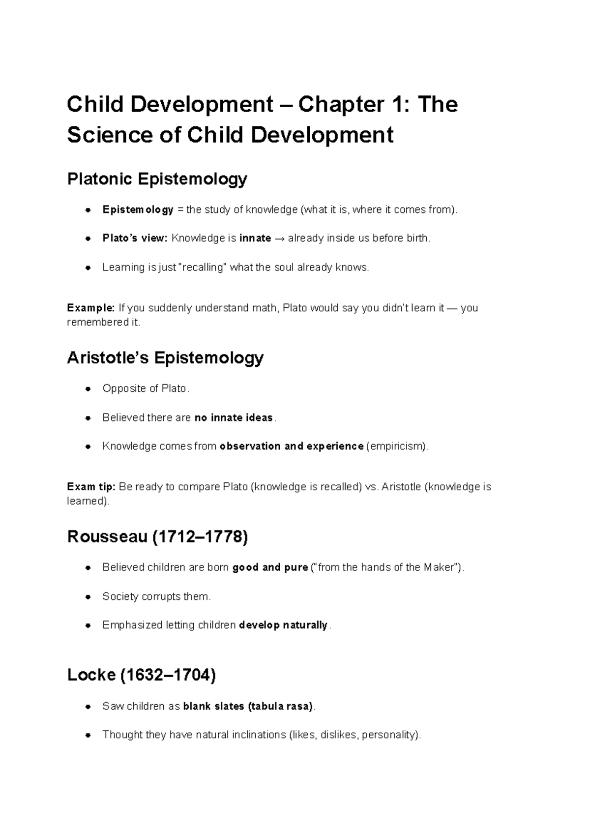 Child Development - CH1: The Science of Development Theories - Studocu