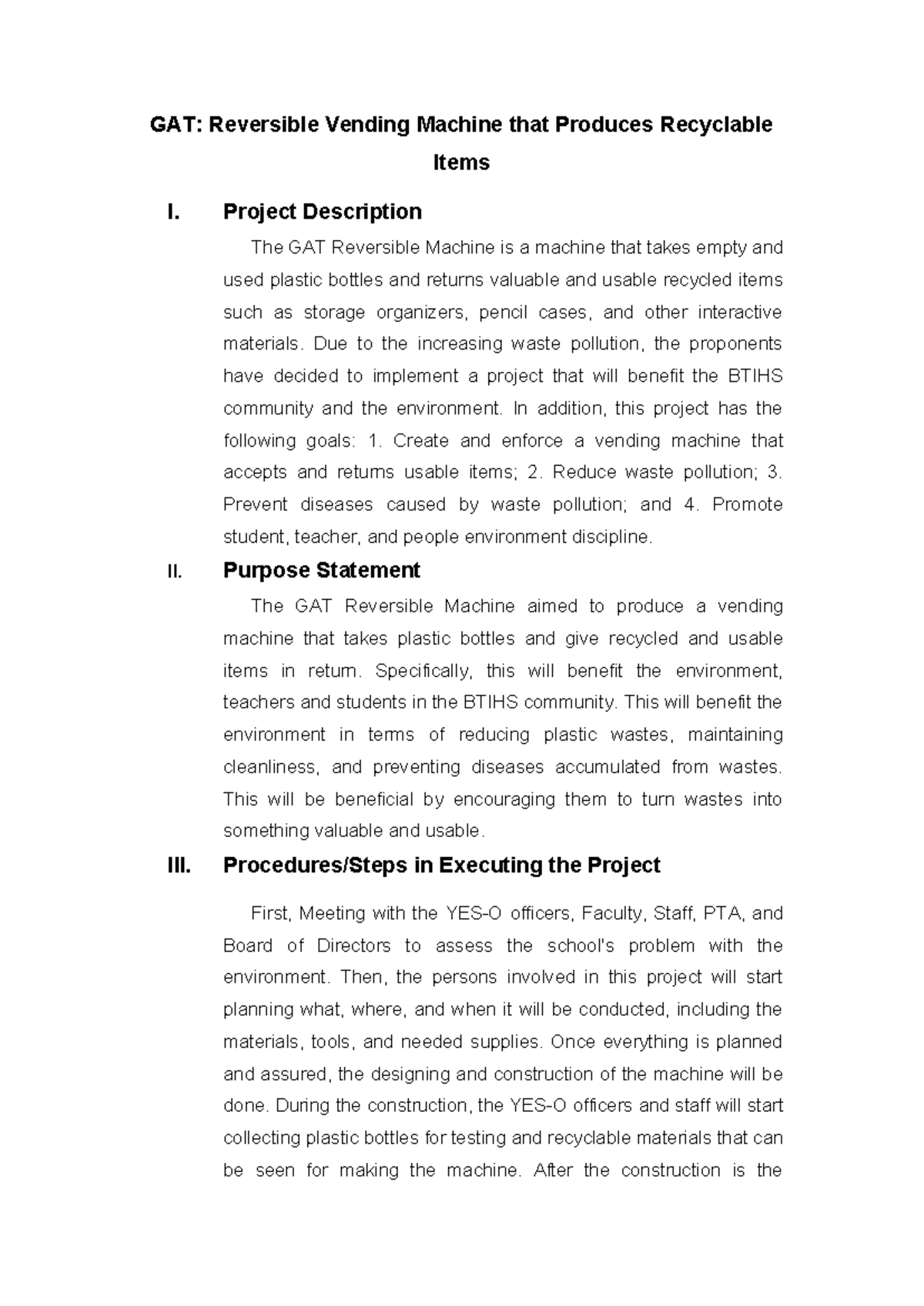 Example of Project Proposal - GAT: Reversible Vending Machine that ...