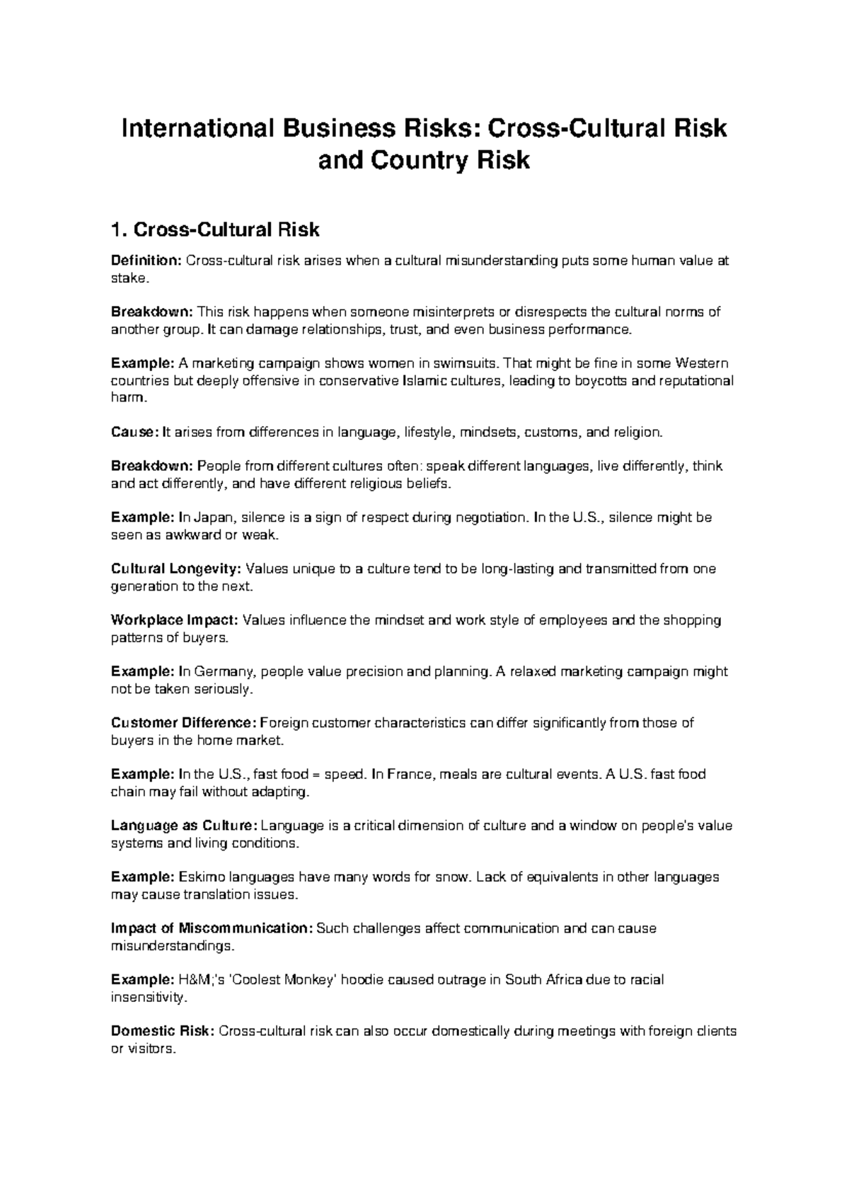 International Business Risks: Cross-Cultural and Country Risk Explained ...