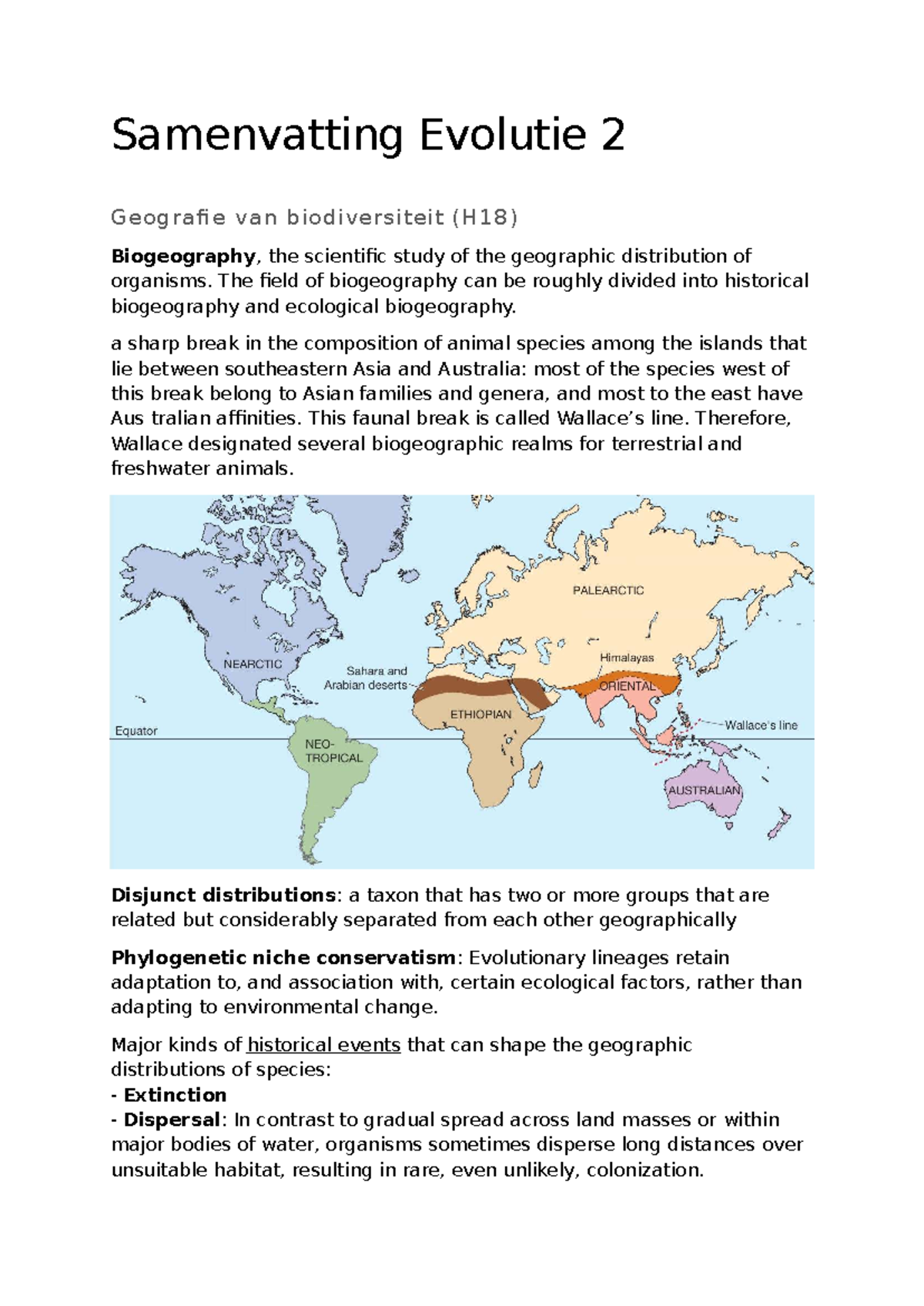 Samenvatting Evolutie 2: Biogeografie en Natuurlijke Selectie (H18 ...