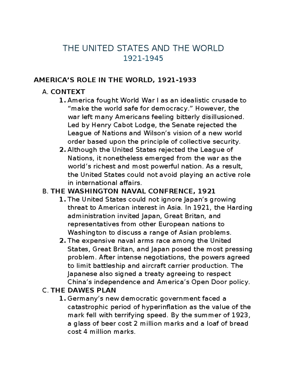 Chapter 25: The United States and Its Global Role in the 20th Century ...