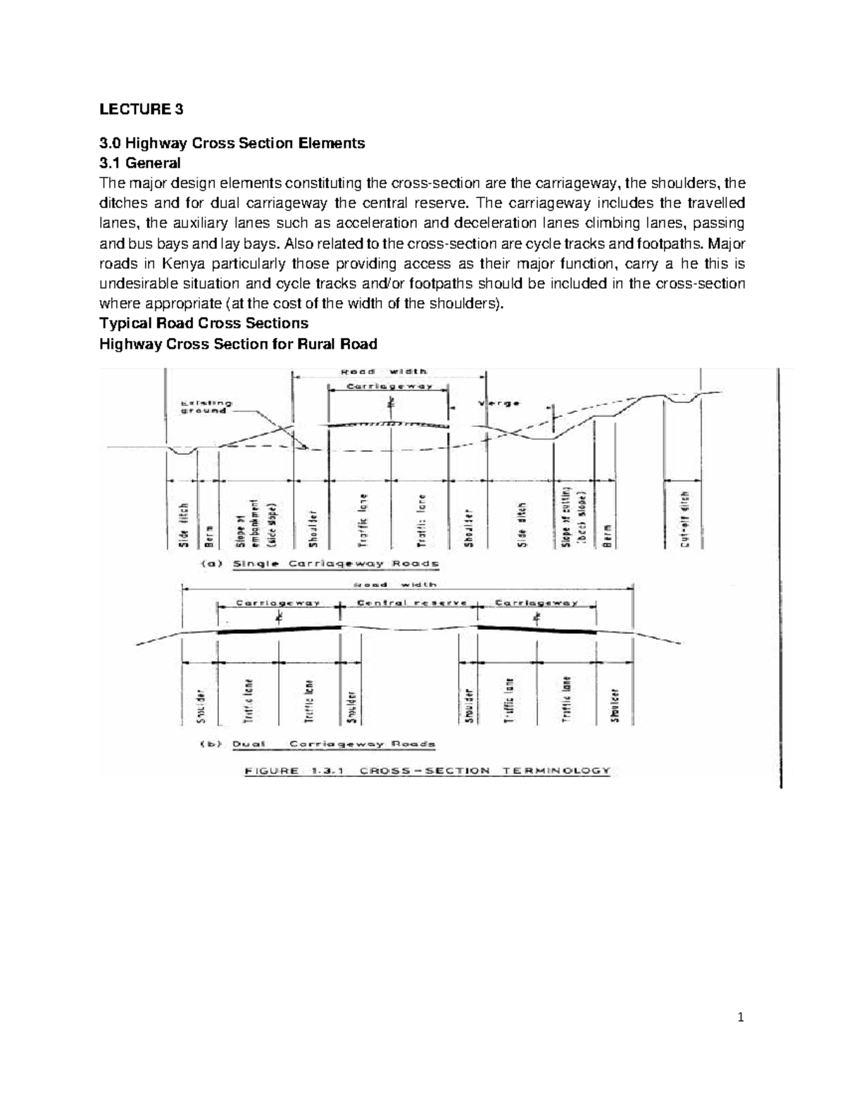 LECTURE 3: Highway Cross Section Elements Overview and Design Criteria ...