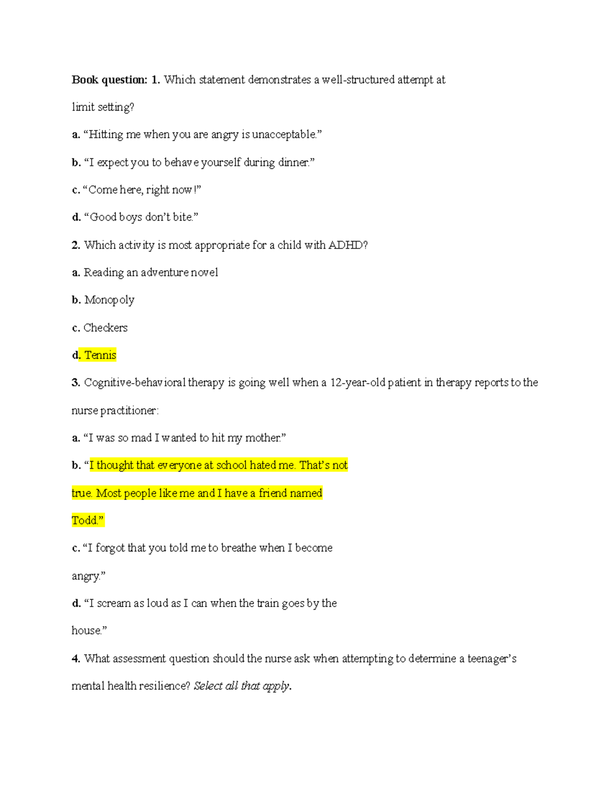 Chapter 11 question - Book question: 1. Which statement demonstrates a ...