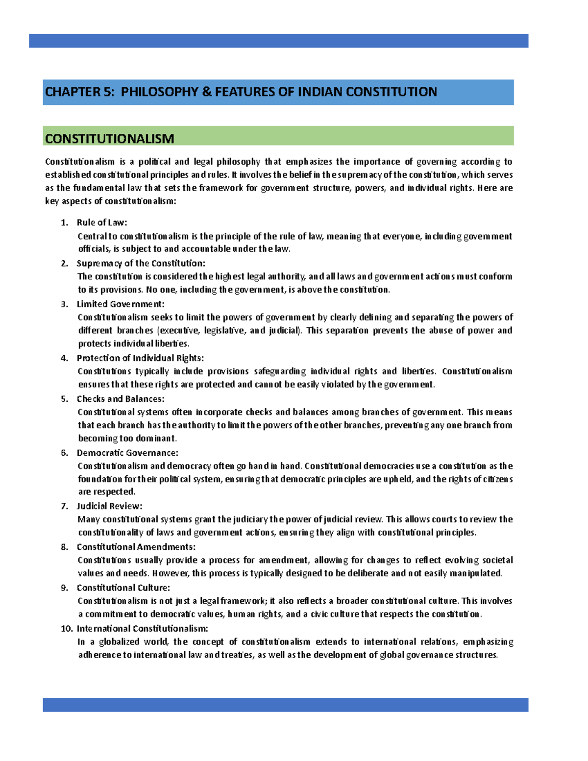 India & Indian Constitution: Key Features and Constitutionalism ...