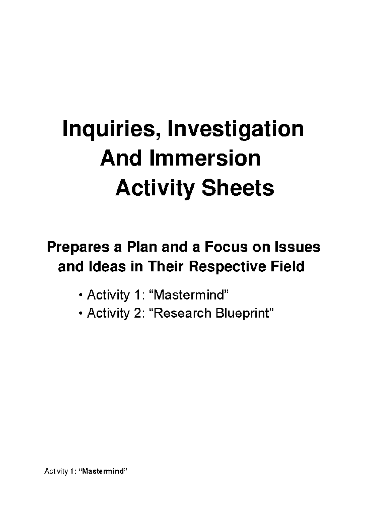 3Is3 - Planning and Focus on Issues in Qualitative & Quantitative ...