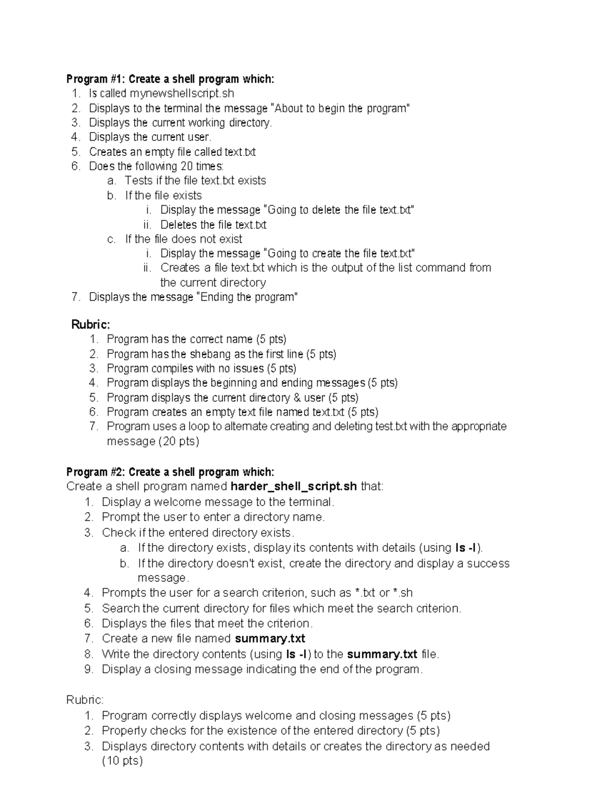 Shell Programming Assignment: mynewshellscript.sh & harder_shell_script ...