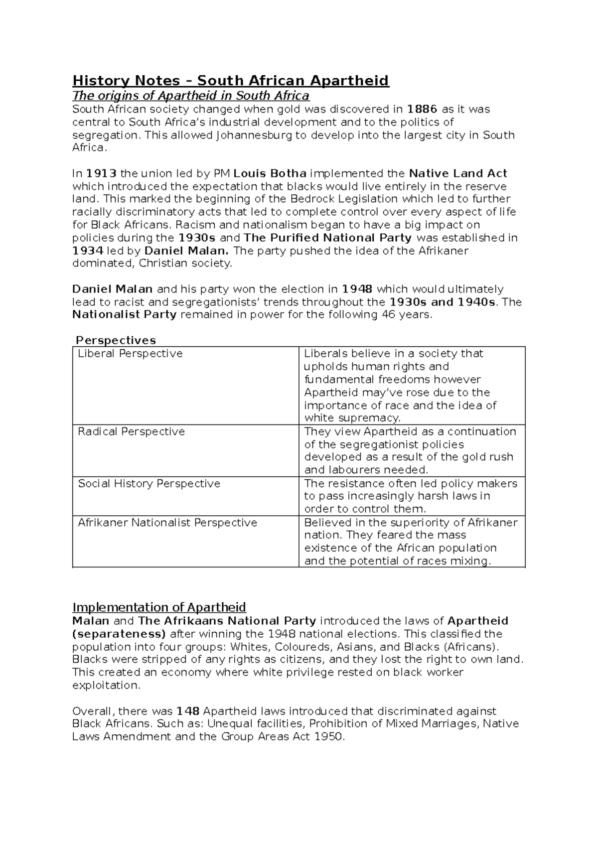 History Notes: The Origins and Impact of Apartheid in South Africa ...