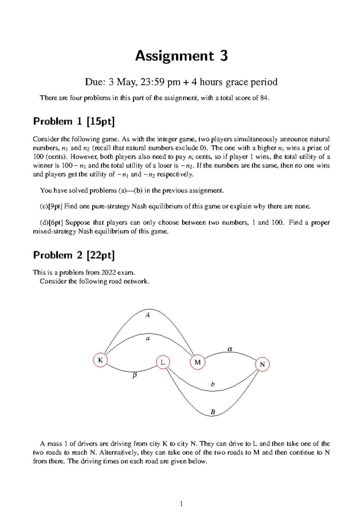 ECON30010 2026 A3 - Assignment 3: Game Theory Problems - Studocu