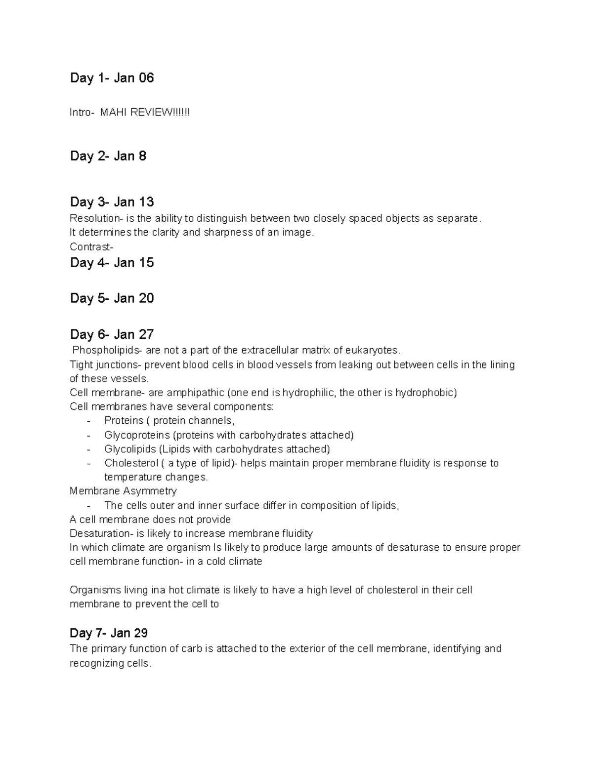 Lecture Notes: Biology 120 - Cell Structure & Function - Studocu