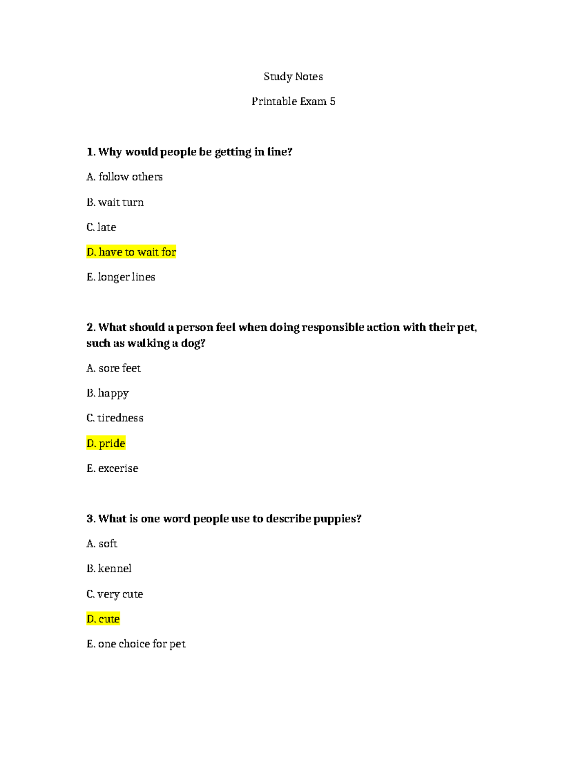 Study Notes for Exam 5: Understanding Common Questions - Studocu