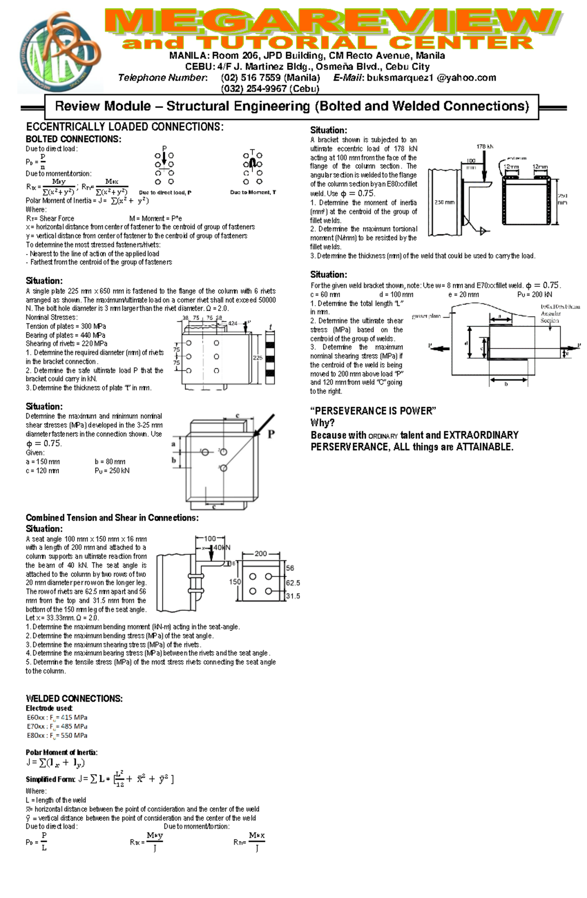 Review Module 40 - Eccentrically Loaded Bolted & Welded Connections ...