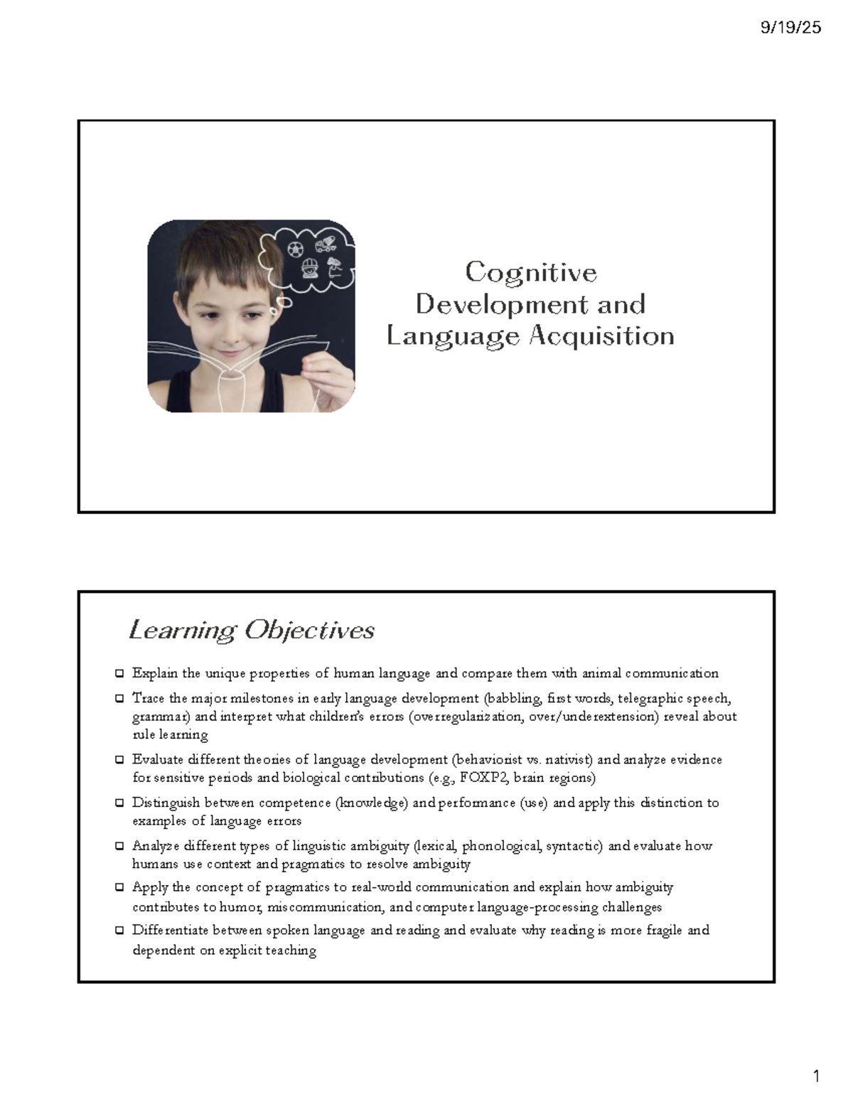 Cognitive Development and Language Acquisition Overview (PSY 101) - Studocu