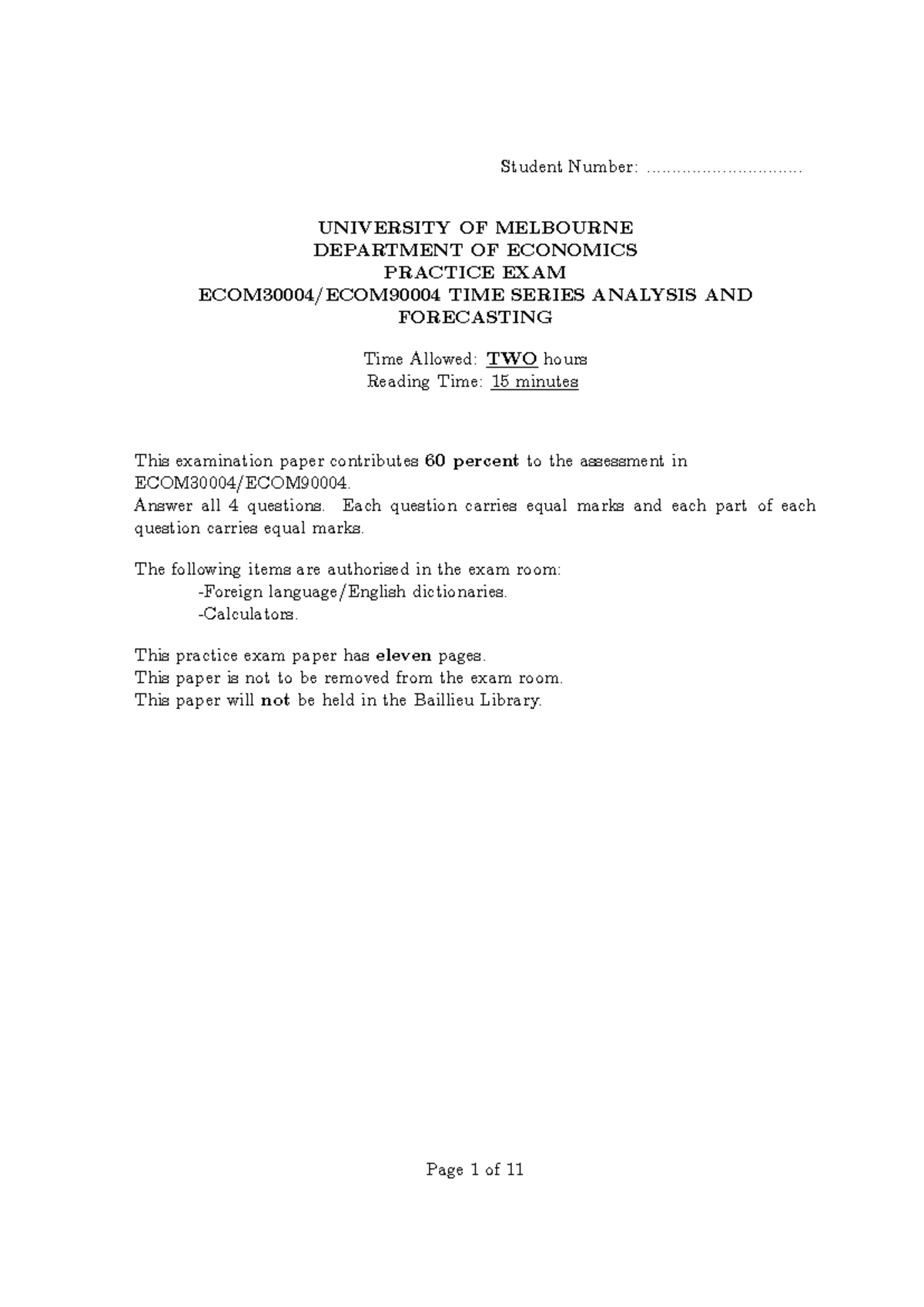 Sample/practice exam 2020, questions - Student Number ...