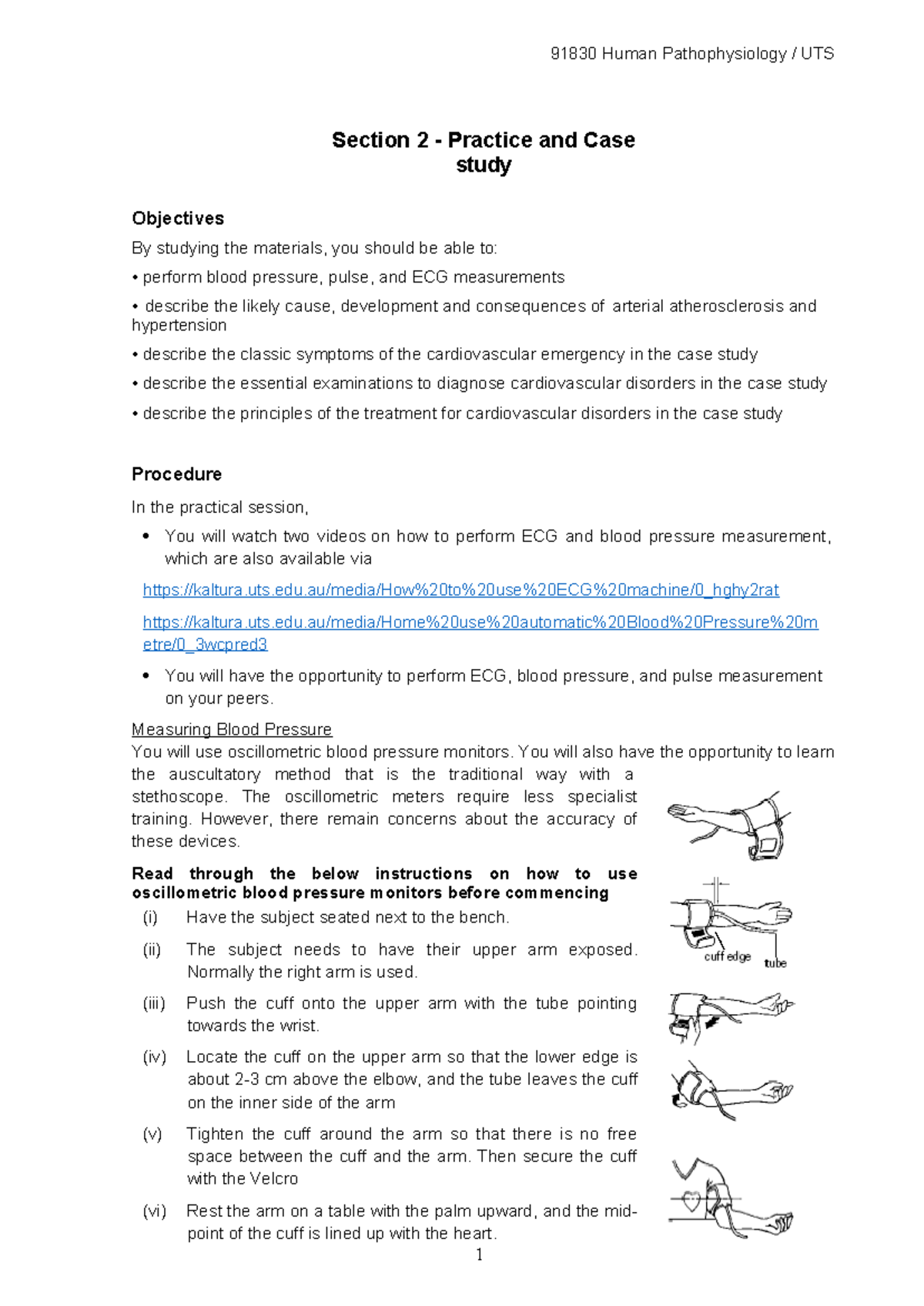 91830 Human Pathophysiology UTS Section 2 Practice & Case Study ...