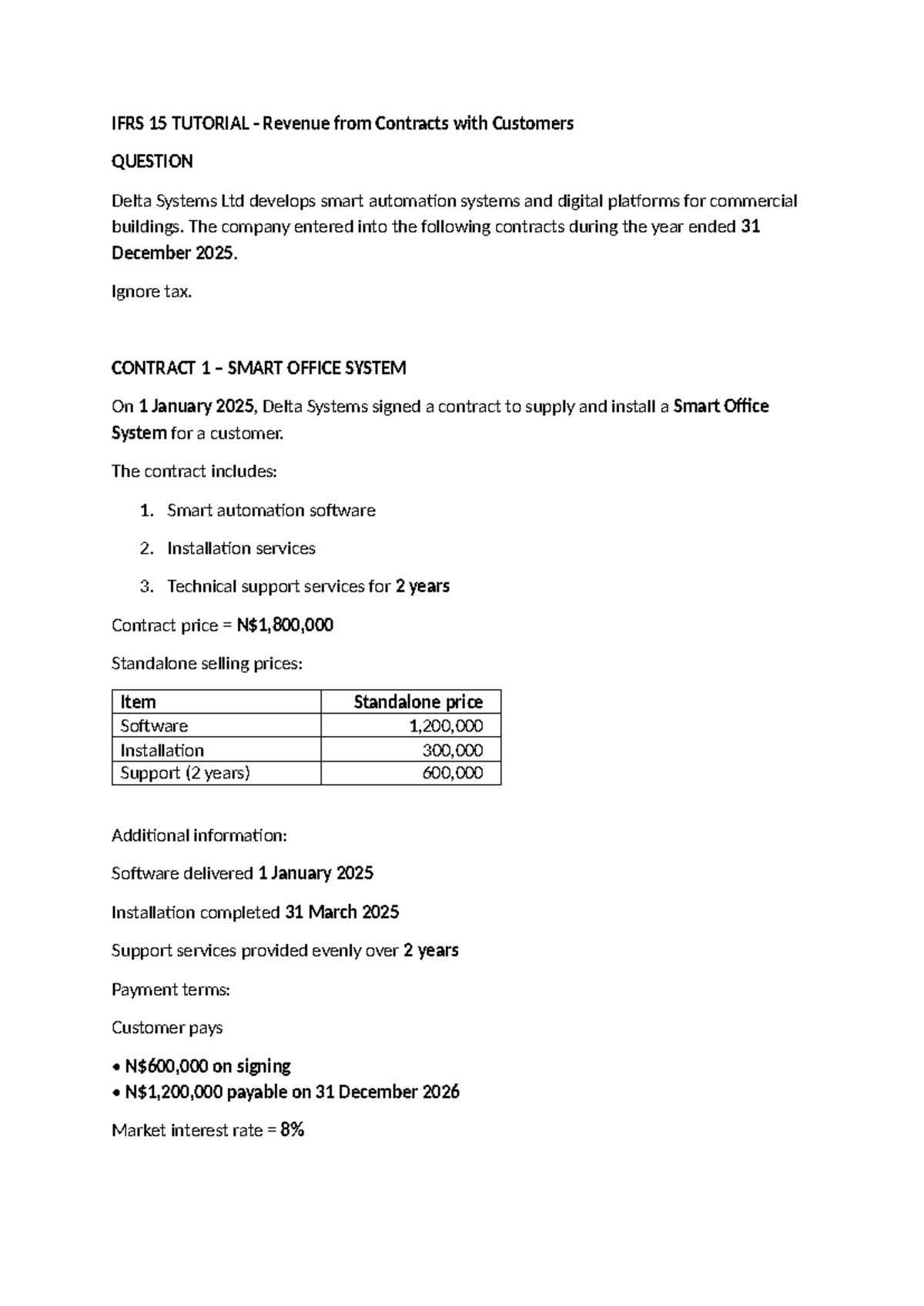IFRS 15 Tutorial - Revenue Recognition for Delta Systems Contracts ...