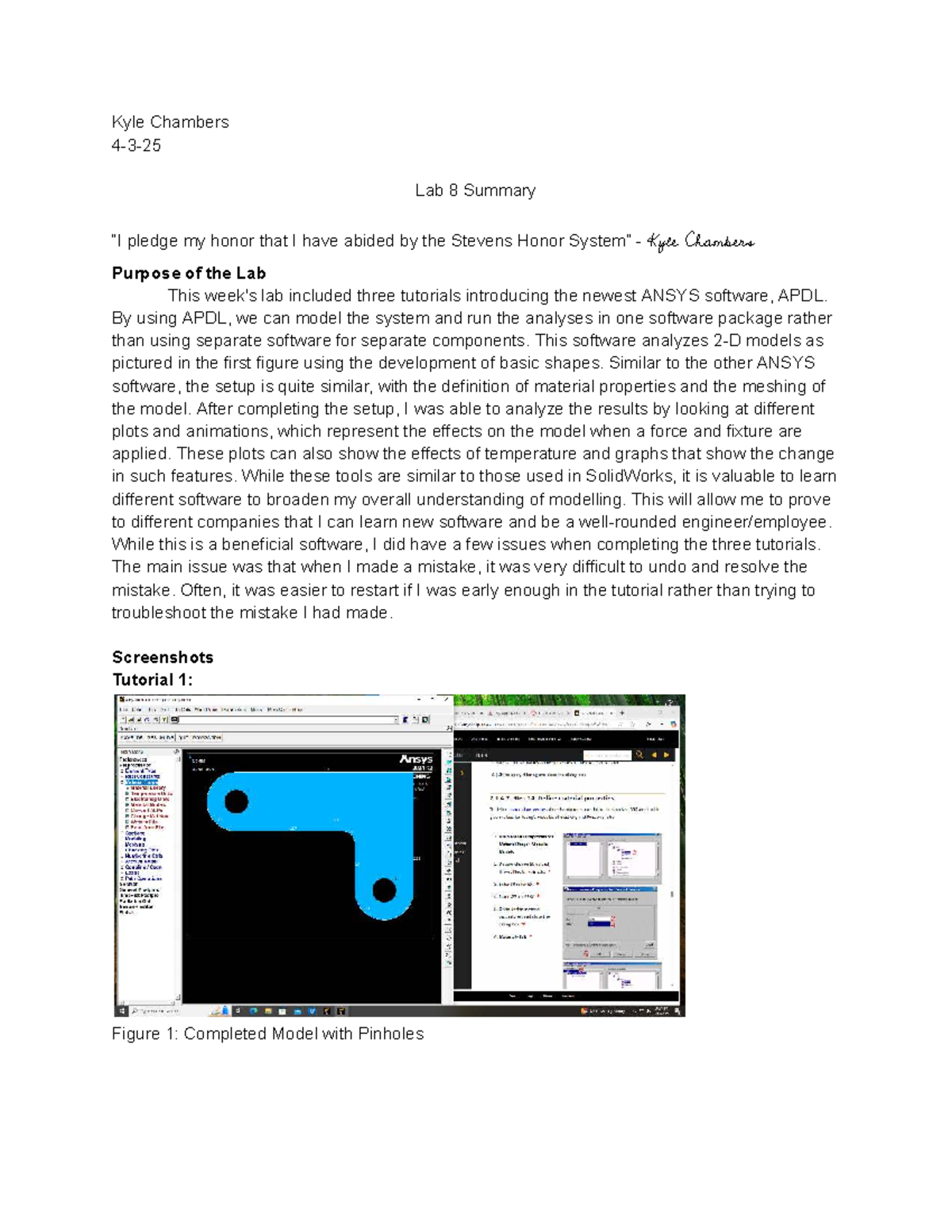 Lab 8 Summary - Kyle Chambers 4-3- Lab 8 Summary “I pledge my honor that I have abided by the ...