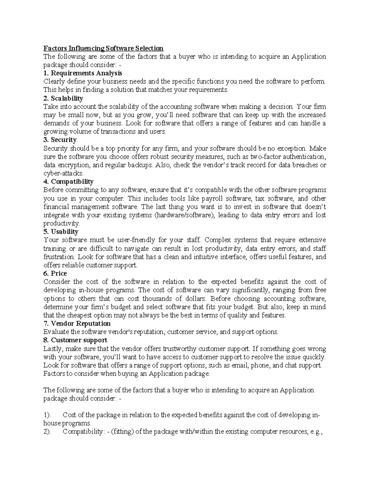 Factors Influencing Software Selection - This helps in finding a ...
