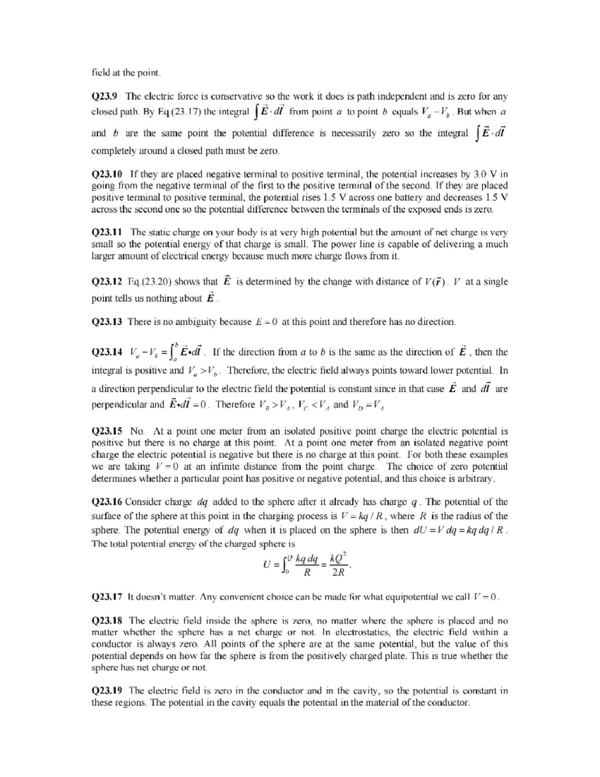 University Physics (15th Ed) - Electric Potential & Field Concepts - Studocu
