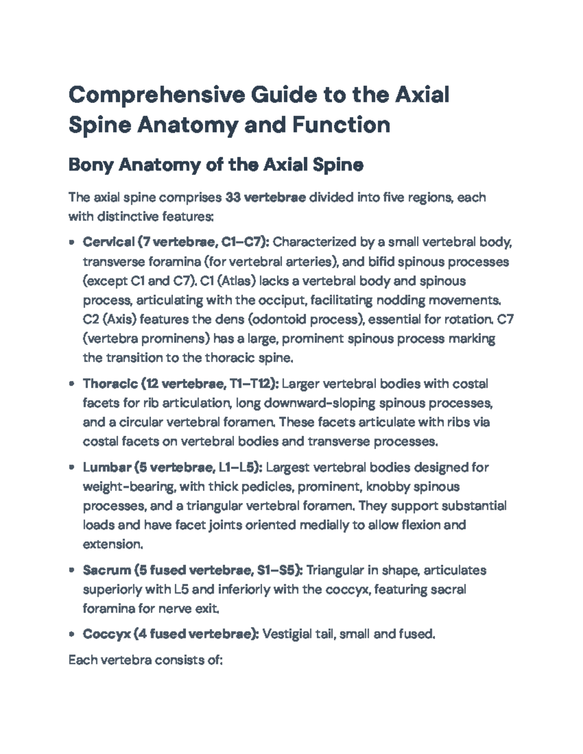 Comprehensive Guide to Axial Spine Anatomy and Function (ANAT 101 ...