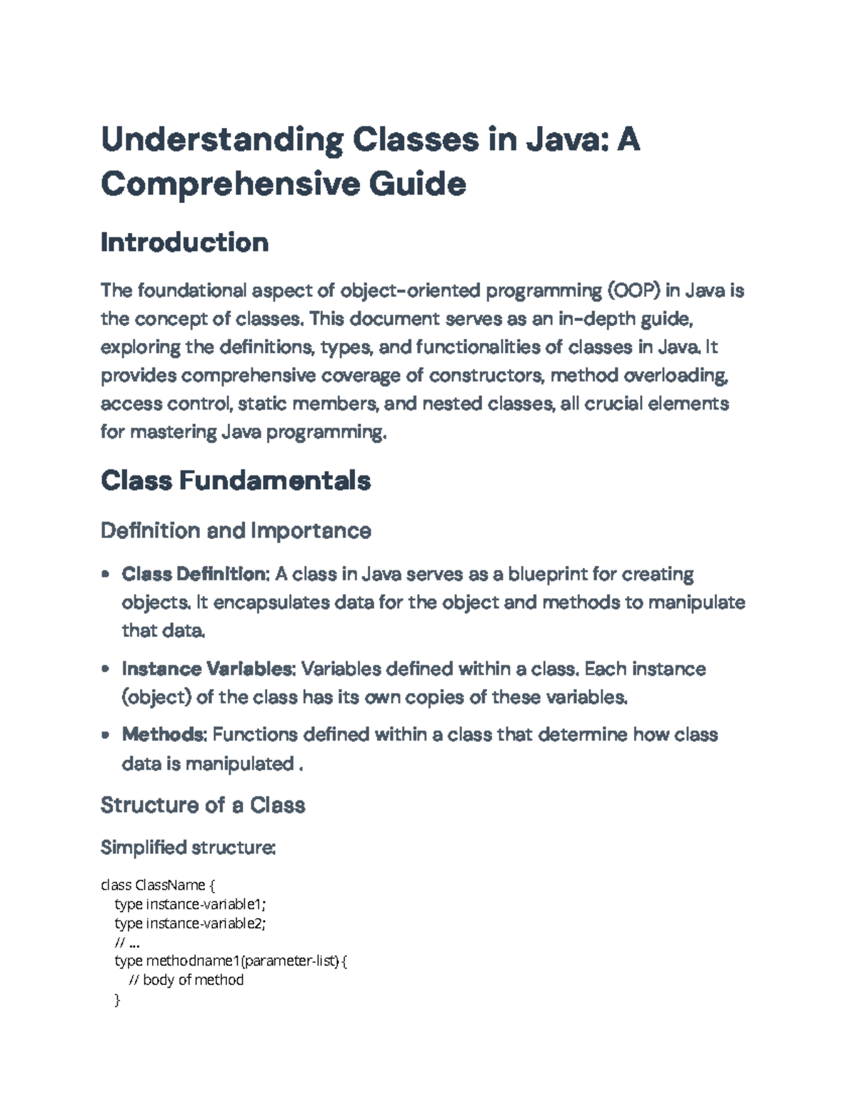 Java Classes: A Complete Guide to OOP Concepts and Usage - Understanding Classes in Java: A ...