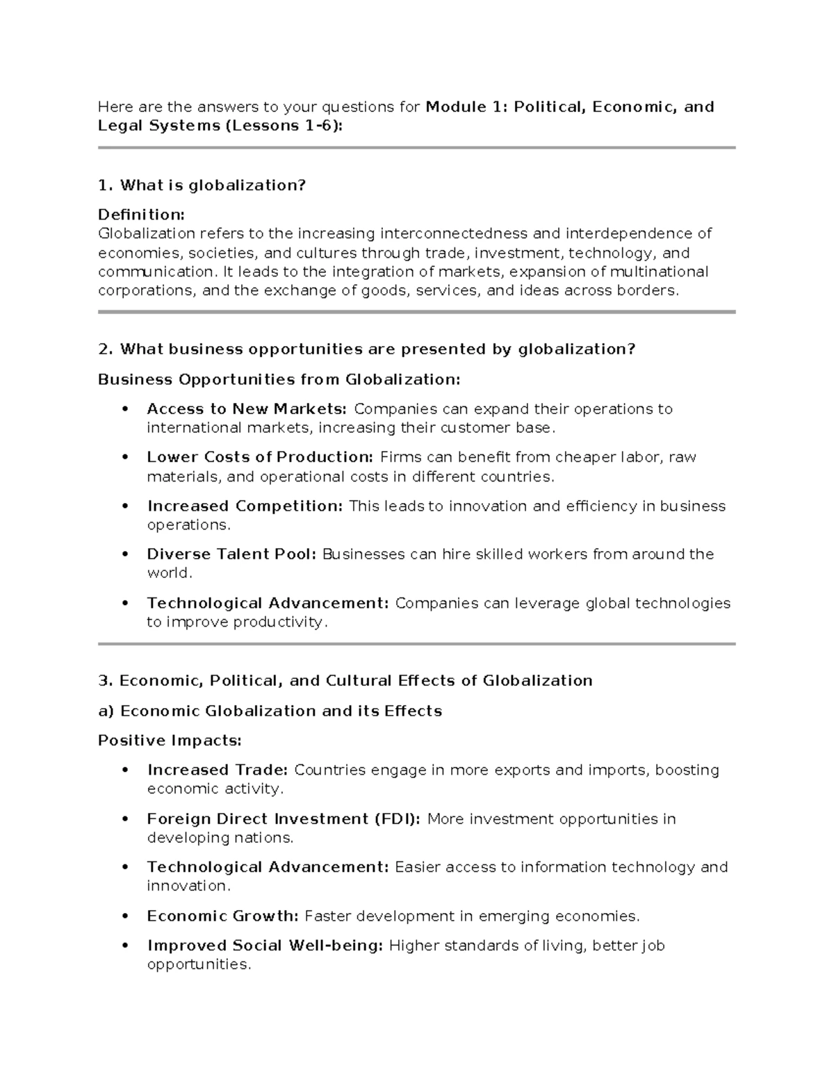D080 Global Business Unit 2 Study Guide: Globalization & Trade - Studocu