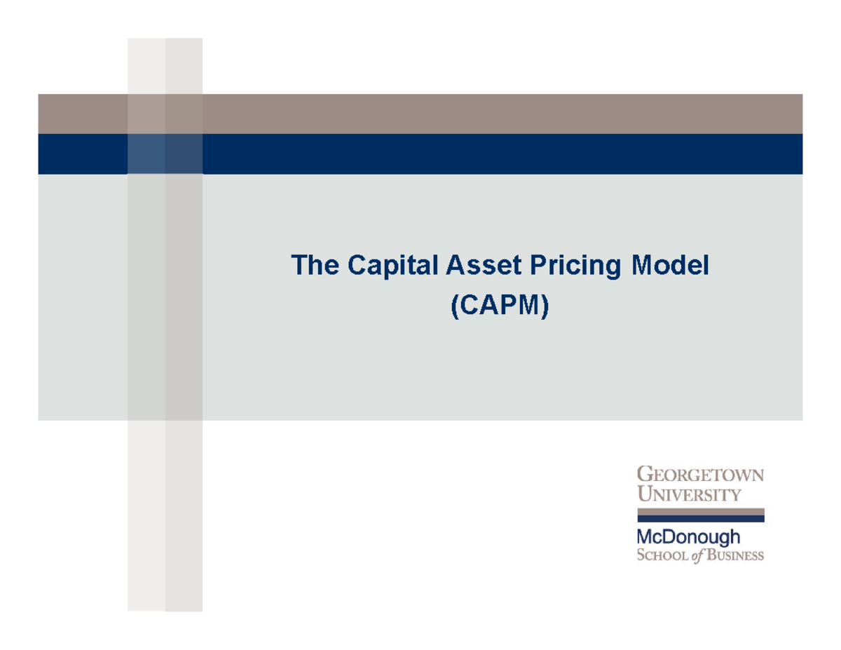 Capital Asset Pricing Model (CAPM) Concepts and Applications - The ...