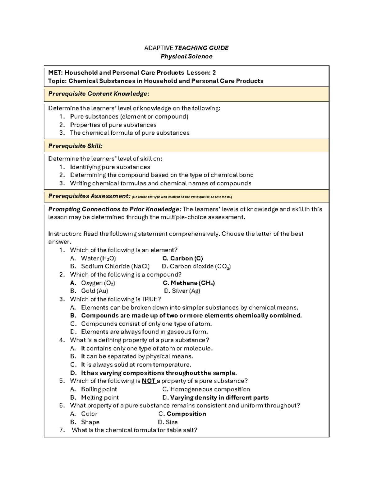 ATG MET: Household & Personal Care Products Lesson 2 Guide - Studocu