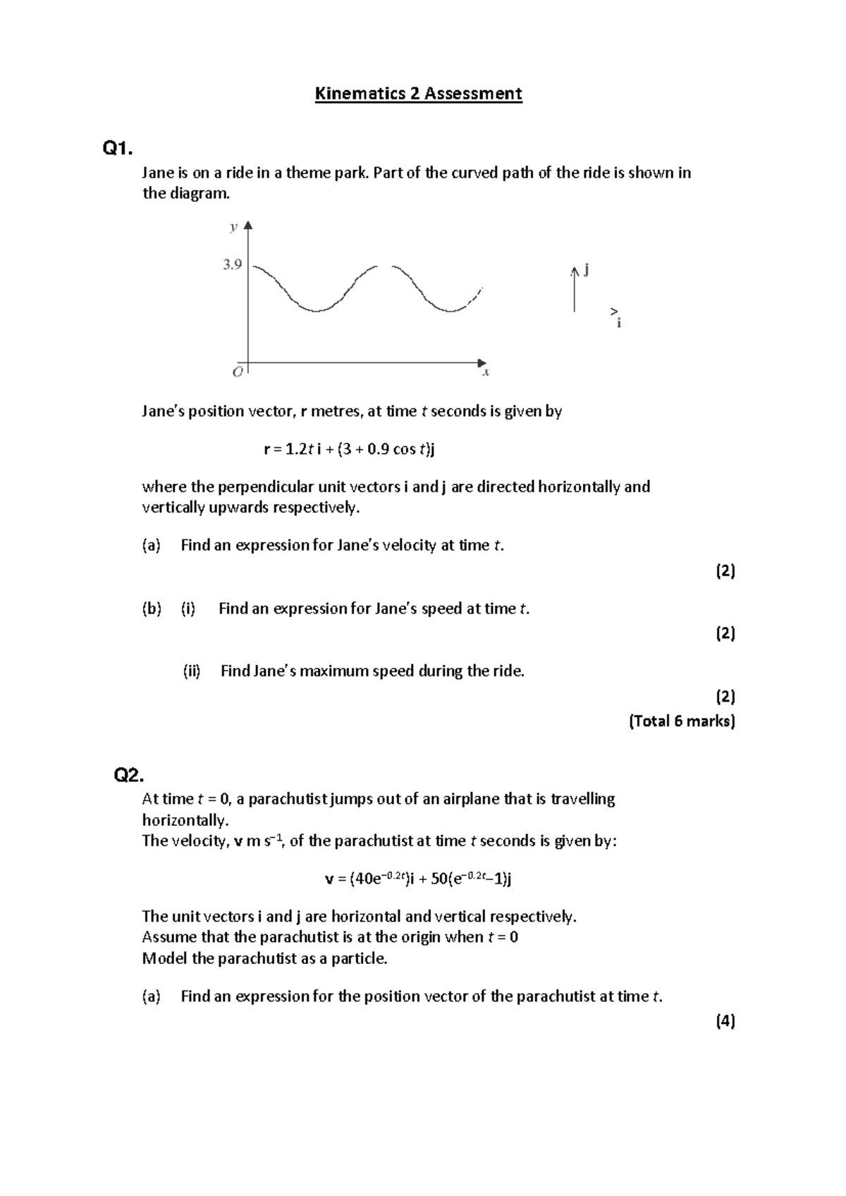 Kinematics 2 Assessment: Velocity, Speed, and Motion Analysis - Studocu