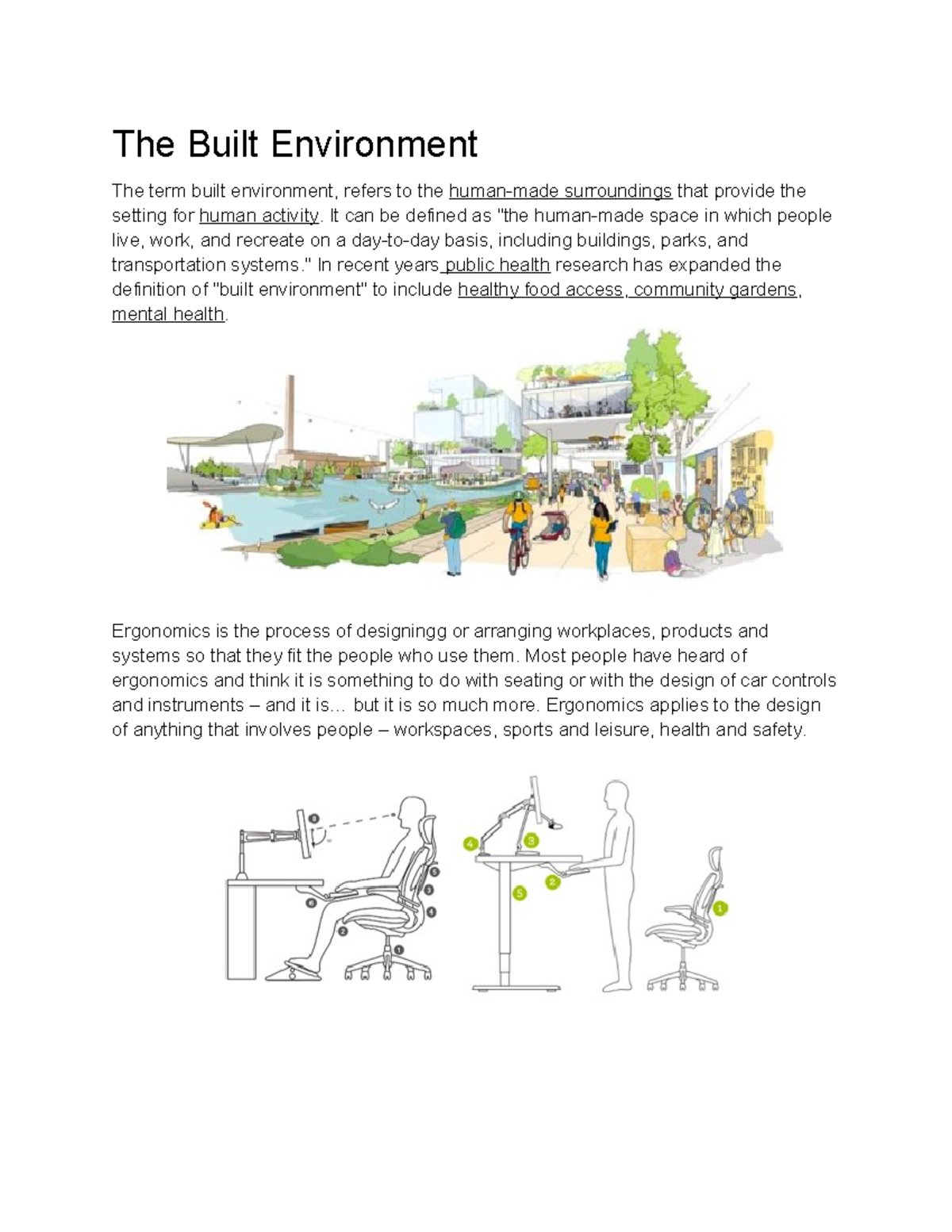 Built Environment: Insights into Human-Made Spaces and Ergonomics - Studocu