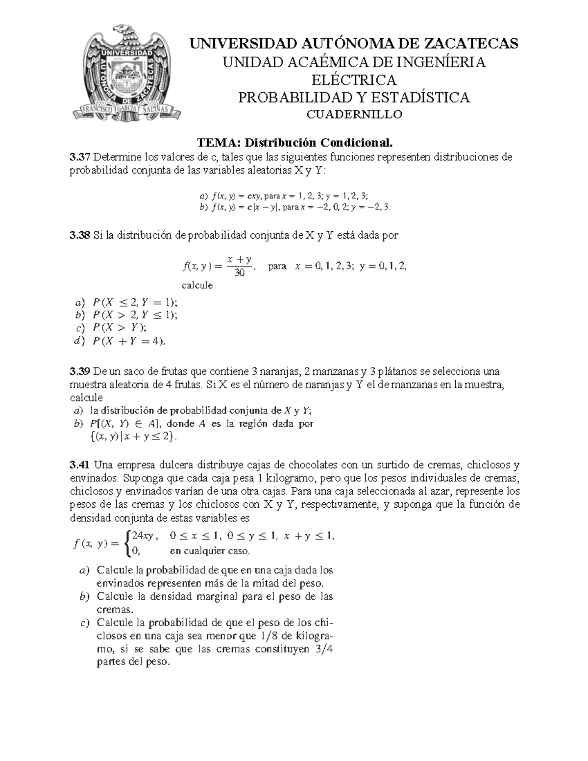 Cuadernillo 3: Distribuciones de Probabilidad Conjunta en Estadística ...