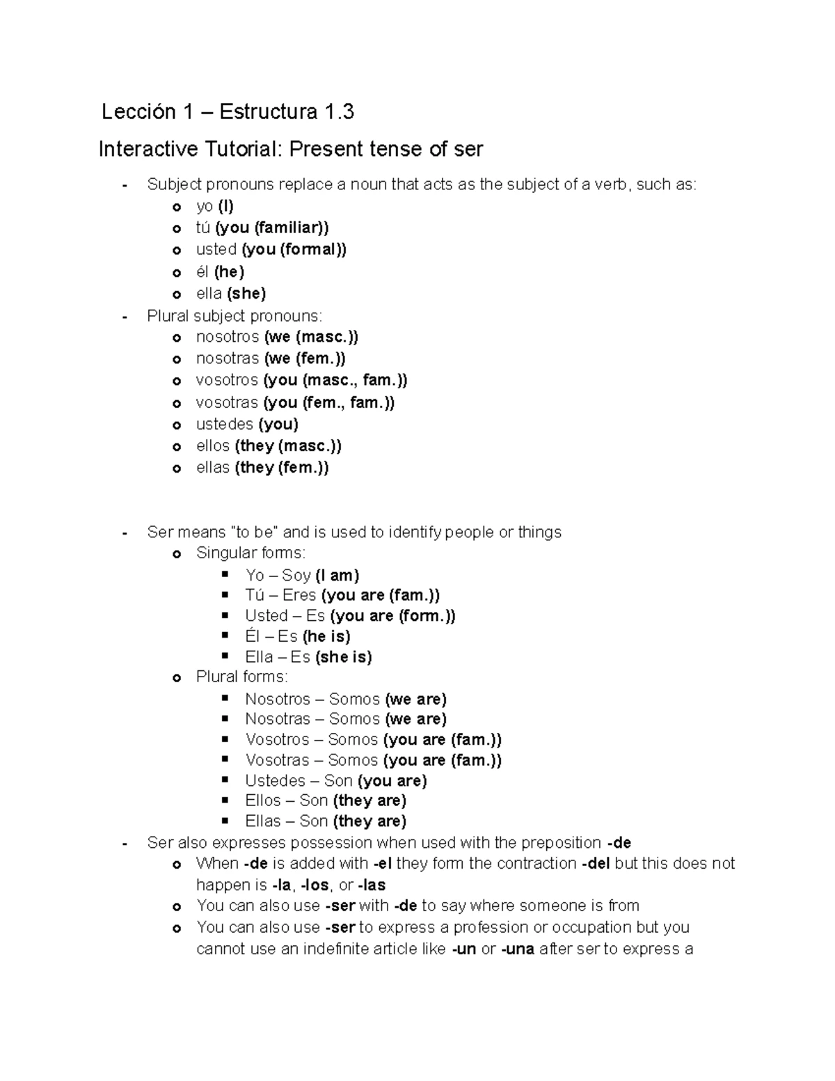 Lección 3 - Estructura 3.1 - Tutorial Notes on Descriptive Adjectives ...