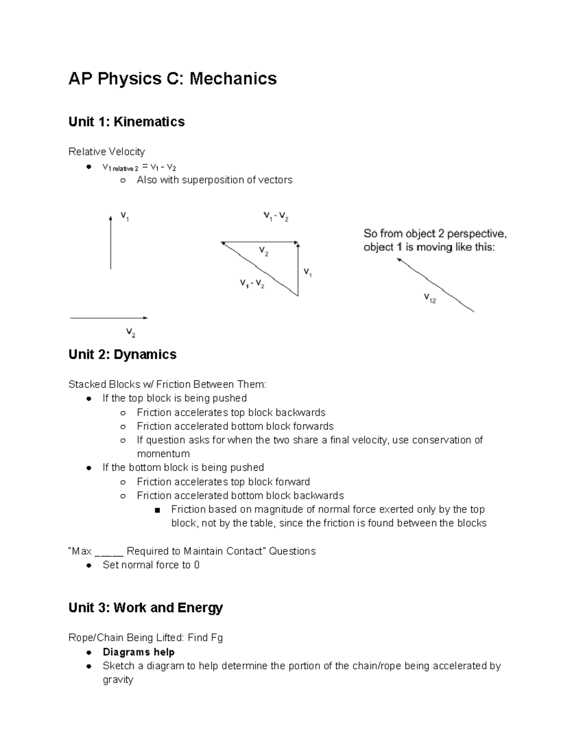 AP Physics C: Mechanics Unit 1-7 Study Guide on Key Concepts - Studocu
