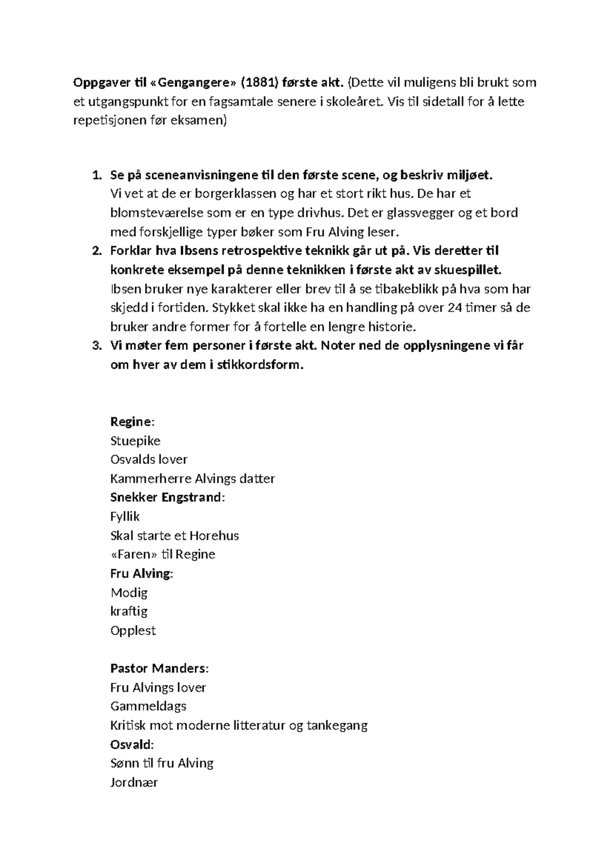 Fagtekst om Realisme: Ibsen, Gjengangere og Samfunnsproblemer - Studocu
