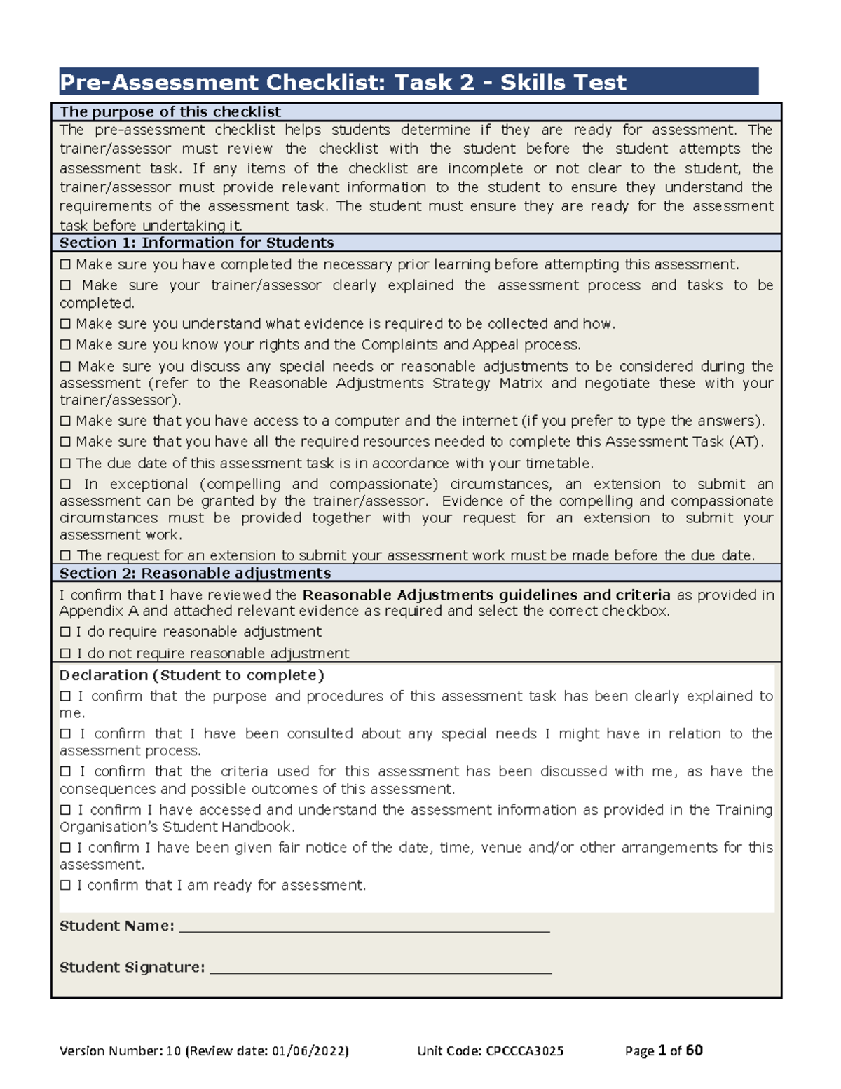 Cpccca 3025 Final Assessment Practical: Skills Test & Guidelines - Studocu