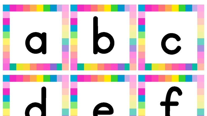 Rainbow Lowercase Alphabet Flashcards - lịch sử thế giới - a b c d e f ...