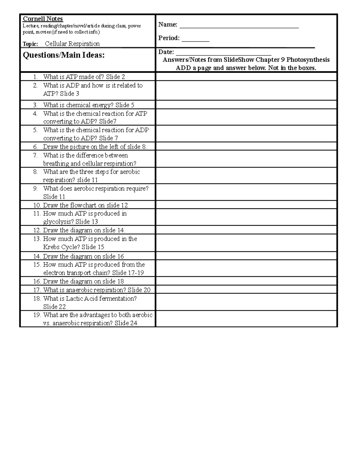 Honors BIO 101: Chapter 10 Cellular Respiration Study Notes - Studocu