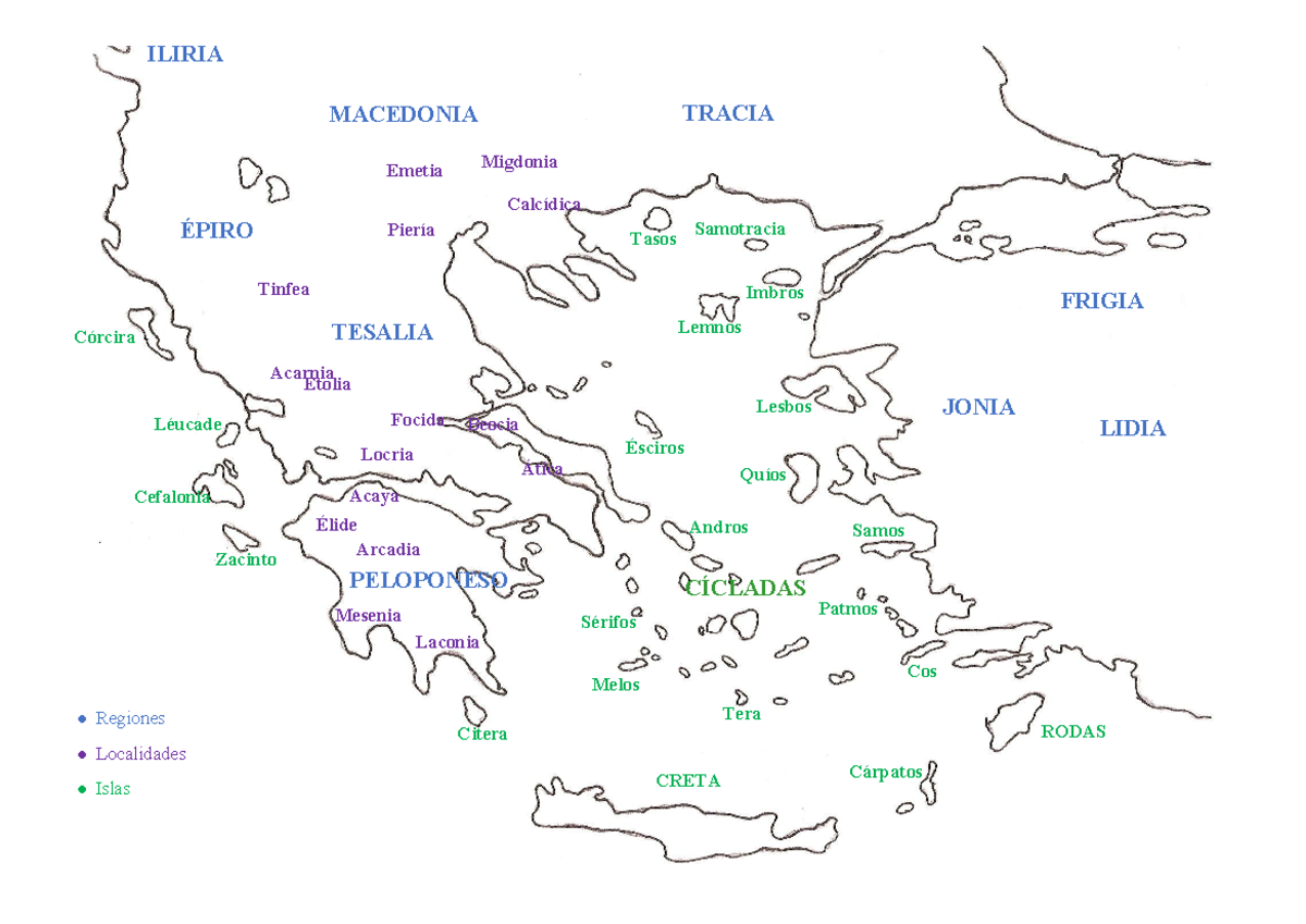 MAPA - Grecia (primer año) - ILIRIA MACEDONIA TESALIA ÉPIRO PELOPONESO ...