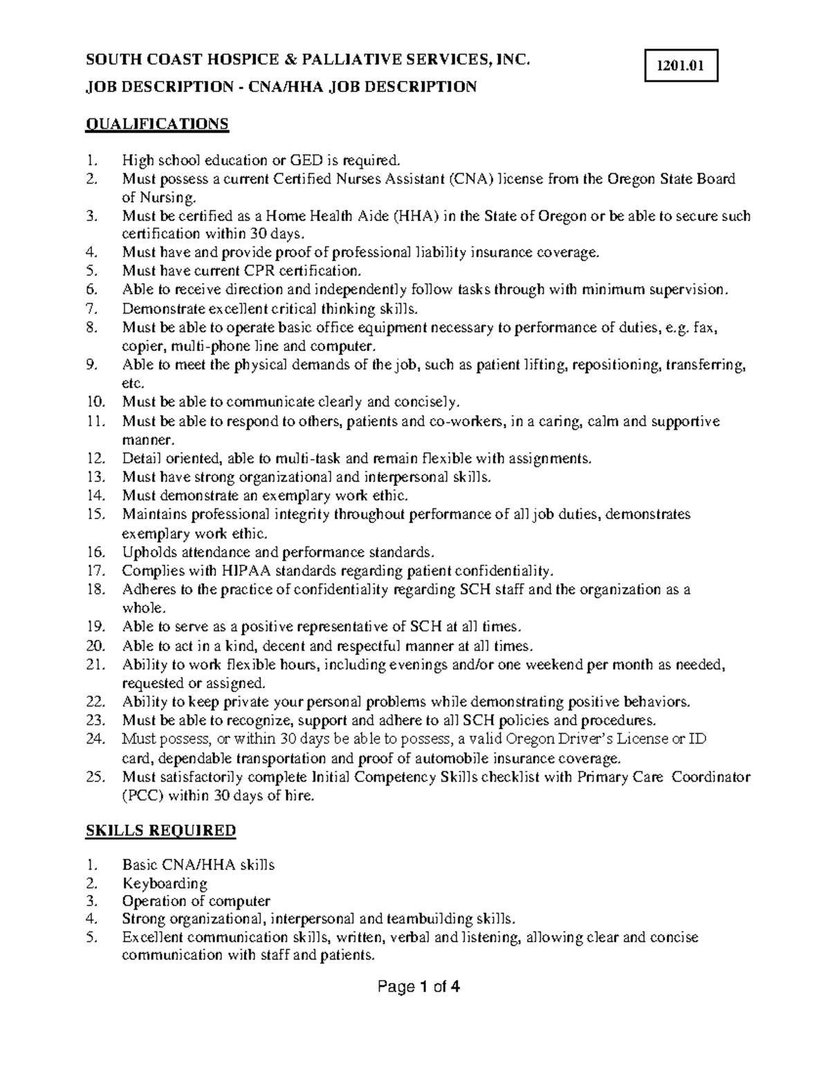 CNA HHA Job Description and Qualifications Overview - Studocu