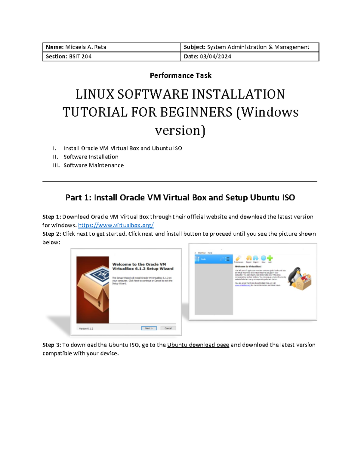 SA&M TP 2023-2024: Linux Software Installation Tutorial for BSIT 204 - Studocu