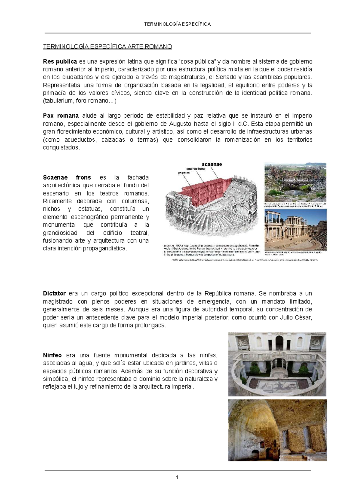Terminología romano 2ª matricula - TERMINOLOGÍA ESPECÍFICA TERMINOLOGÍA ...
